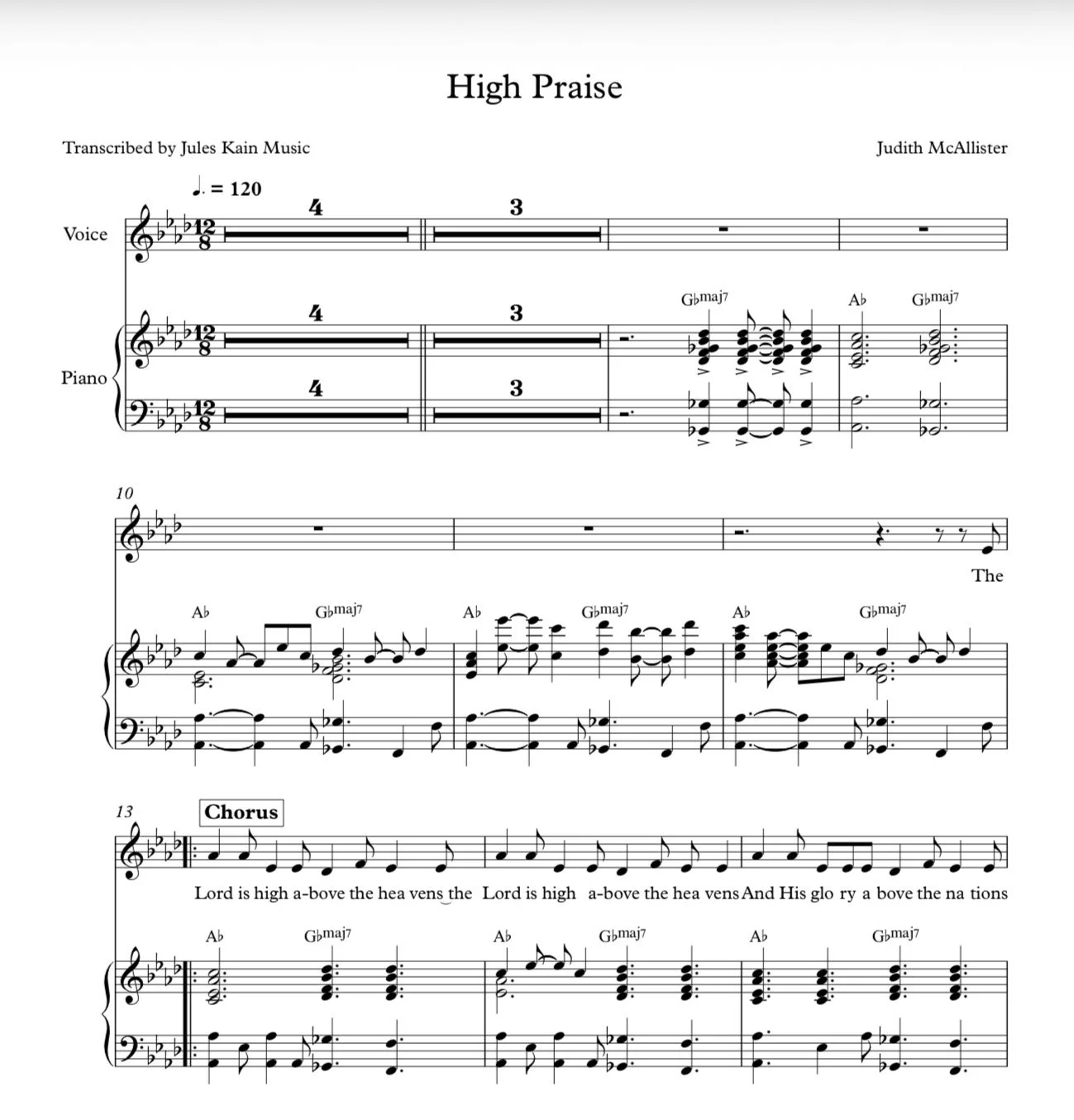 Gospel Sheet Music Transcriptions - Gospel Chord Charts - Choir Parts ...