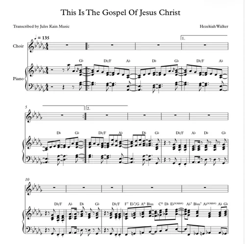 Gospel Sheet Music Transcriptions - Gospel Chord Charts - Choir Parts ...