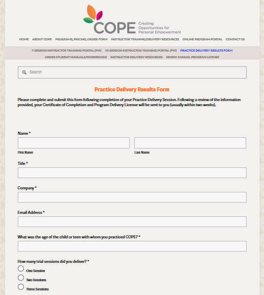 COPE Manual-based Program Instructor Training and Program Licensing. — COPE Creating ...
