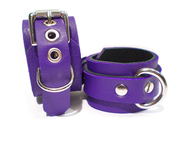 Royal Blue Leather BDSM Restraints - Small Dee Rings — Von Bondage