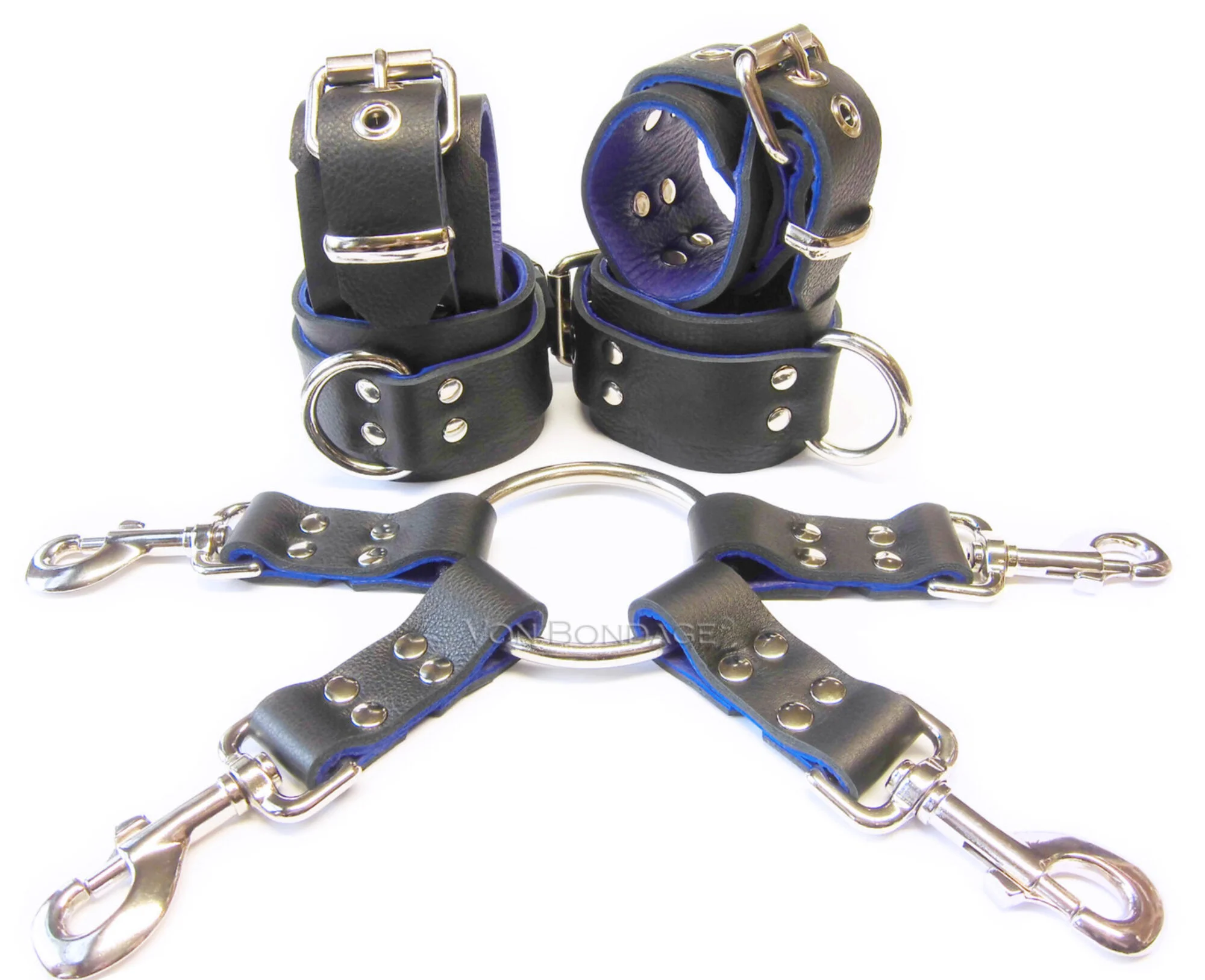 Leather BDSM Restraints in Nickel Hardware — Von Bondage