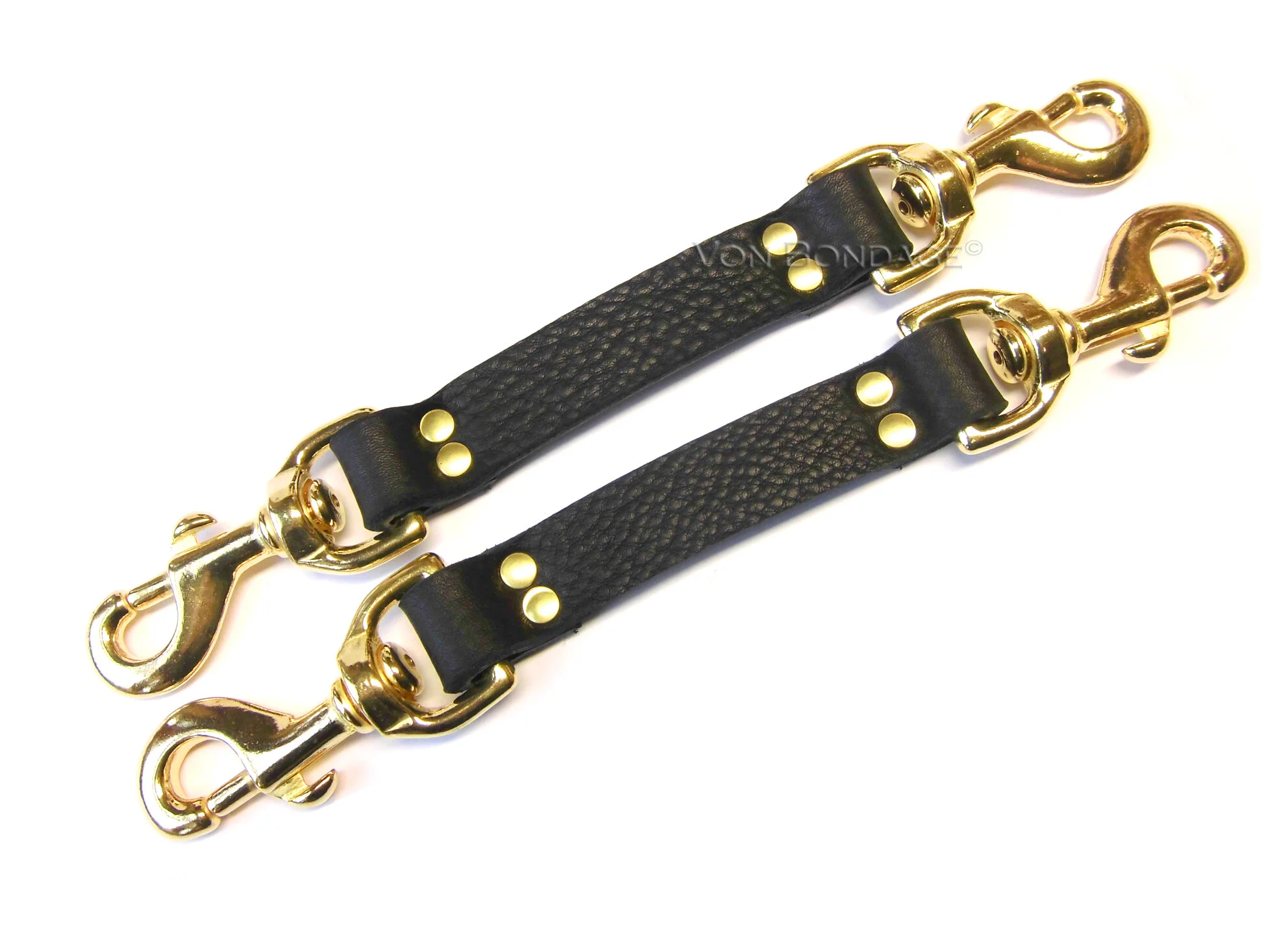 BDSM Hog tie Straps 10" pair - Solid Brass, 3/4"