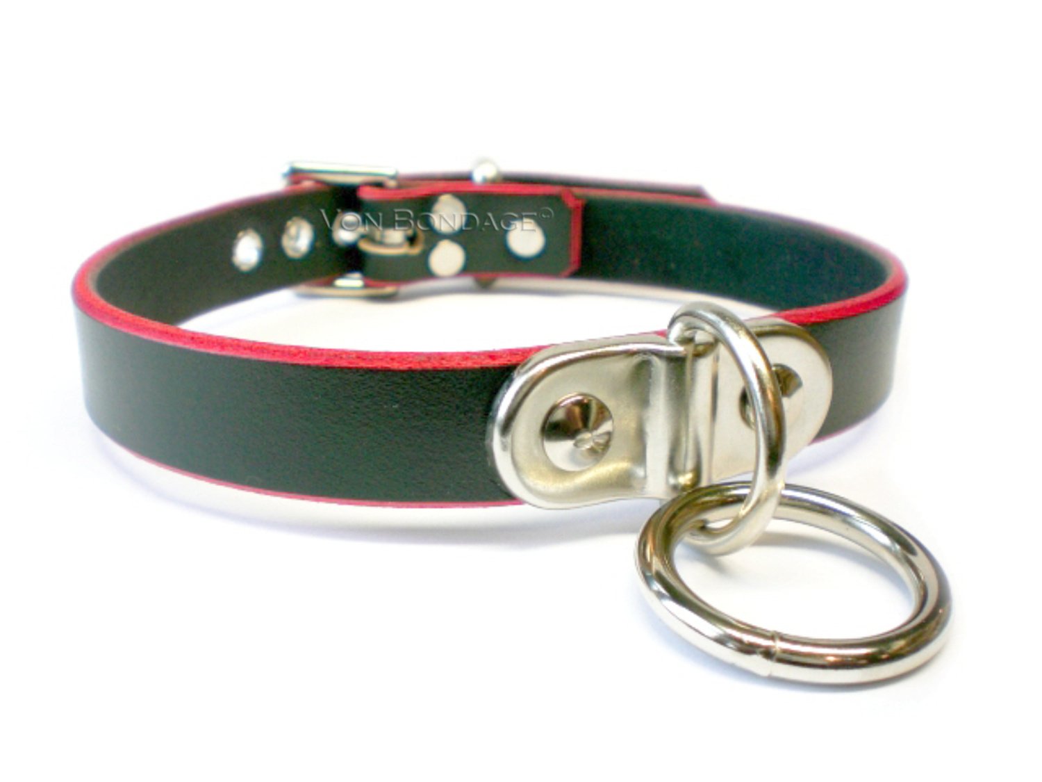 Red Edge Lockable Collar with Plated D&O Ring