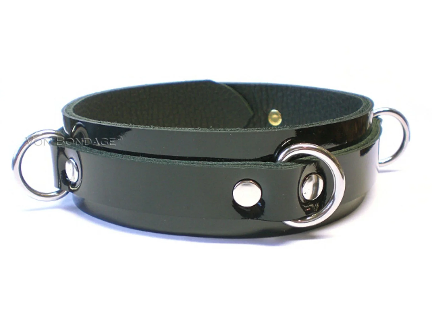 Leather slave Collar with Triple Small Dee Rings — Von Bondage