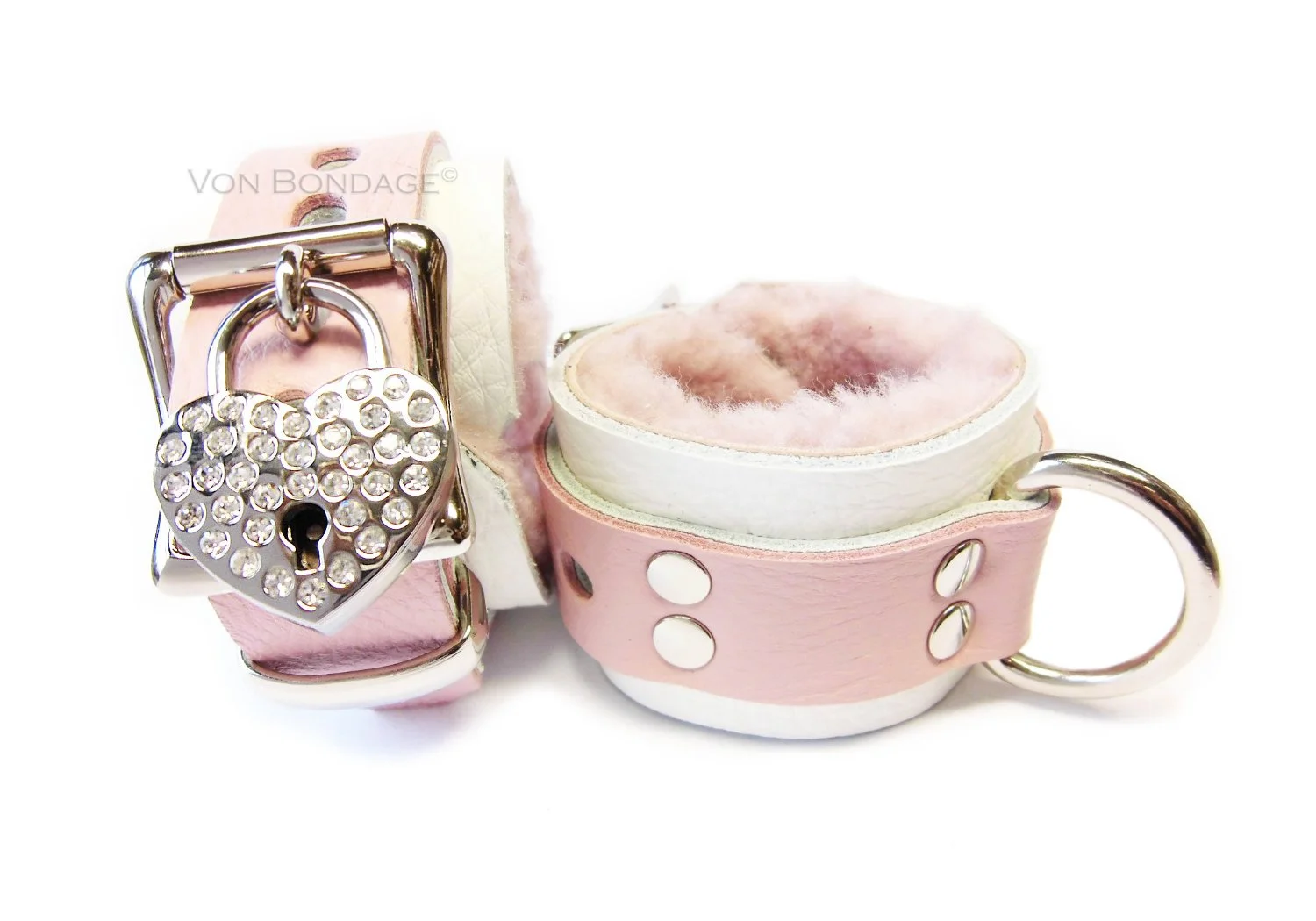 Pink Sheepskin BDSM Restraints Set with Bondage Straps — Von Bondage