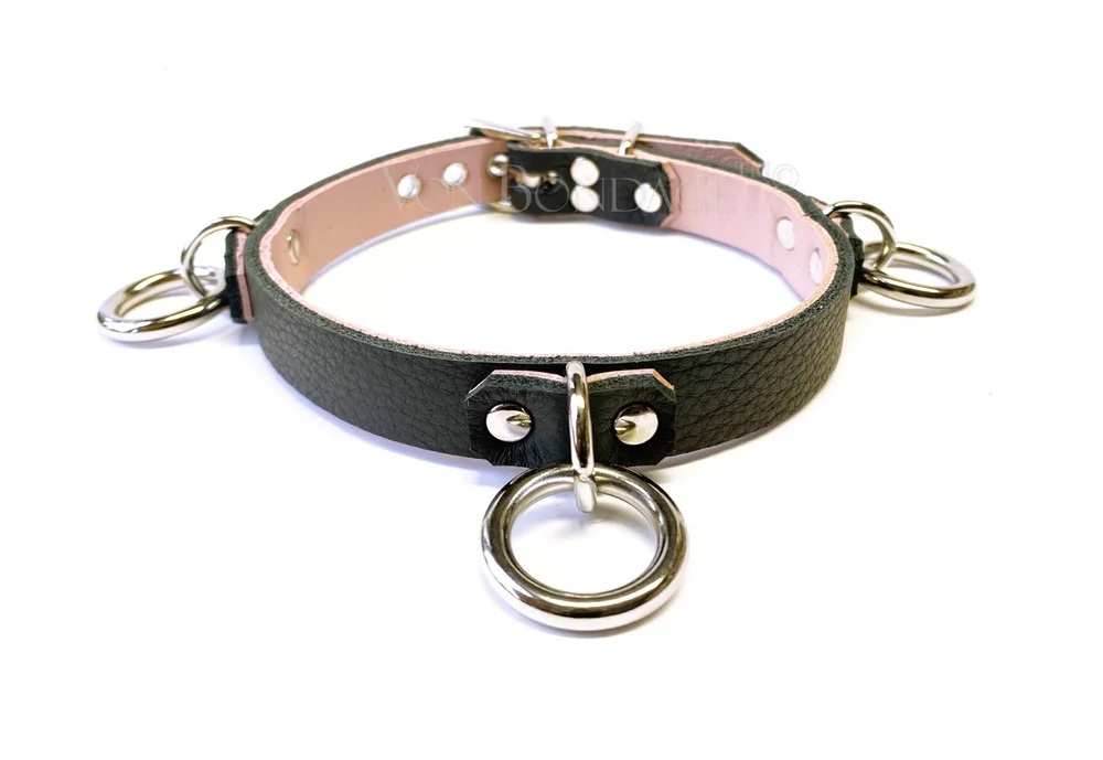 Lockable slave Collar with 3 Rings
