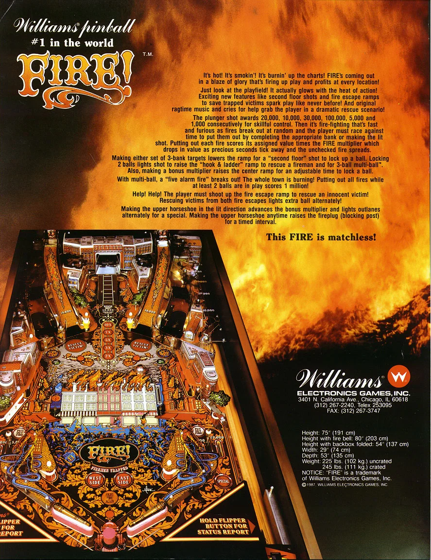 FIRE! — Arcades At Home - Chicago Area Pinball Repair