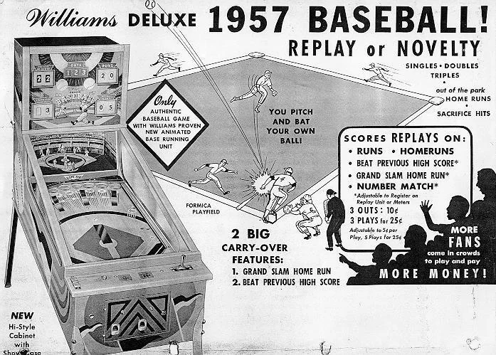 57 Deluxe Williams Baseball — Arcades At Home - Chicago Area Pinball Repair
