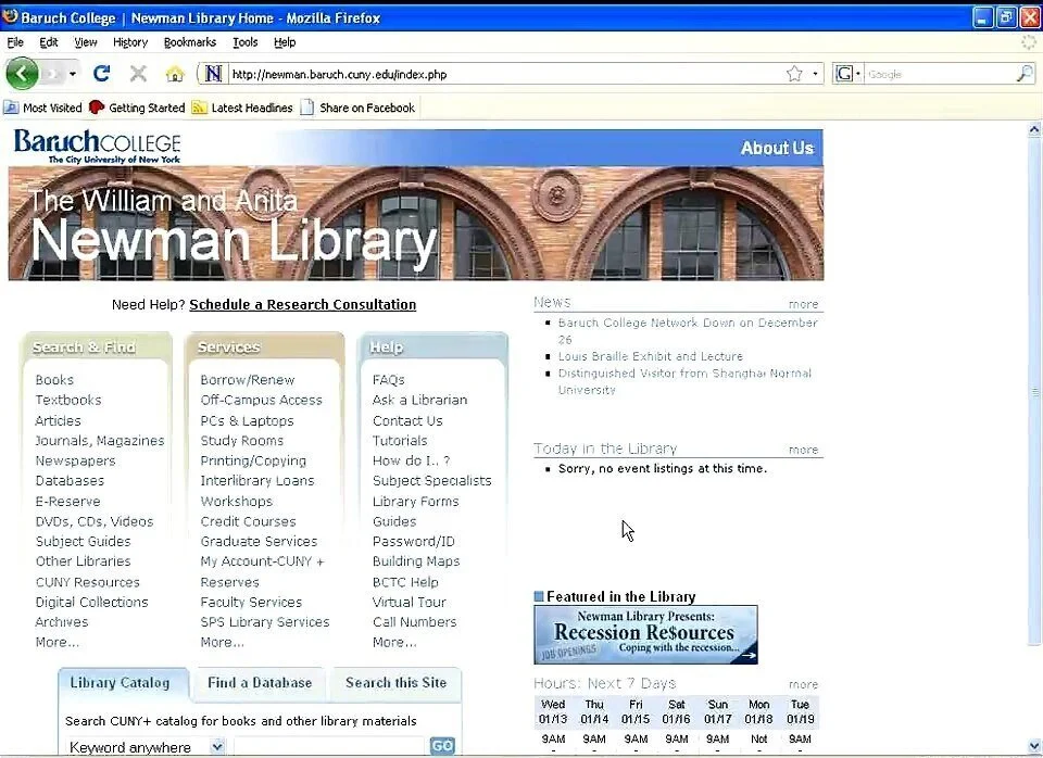 Baruch College- The City University of New York Library Website renew ...