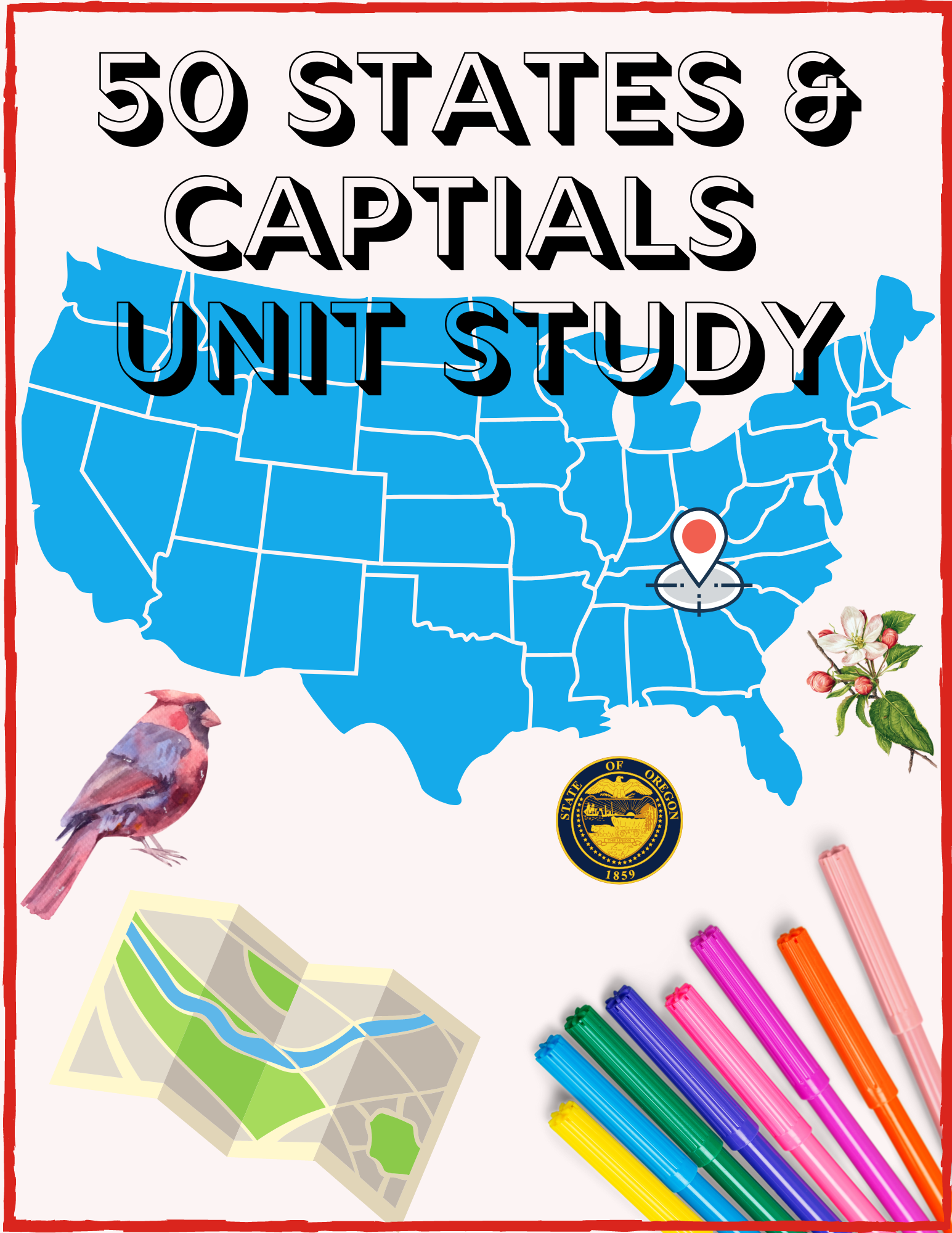 USA 50 States & Capitals Information Unit Study Worksheets — Tiaras ...