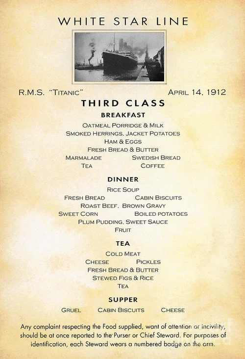 Titanic's Last Lunch Menu — PiqueShow