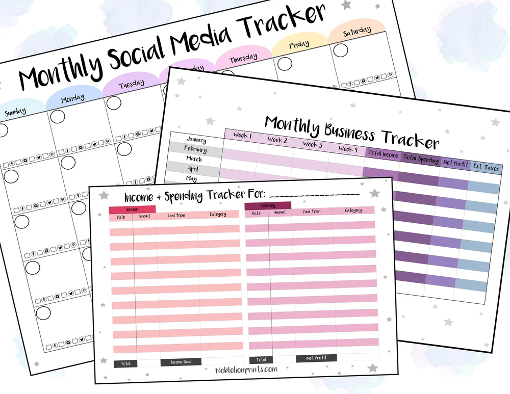 Social Media Tracker - Free Printables — Noble Lion Prints