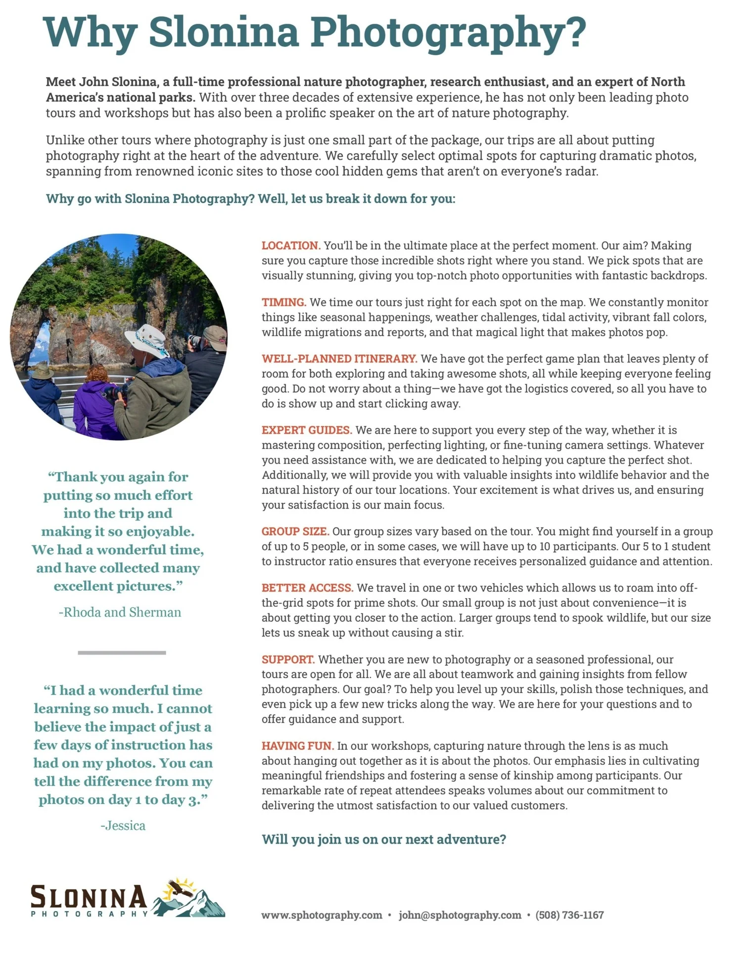 Why Choose us — Slonina Nature Photography