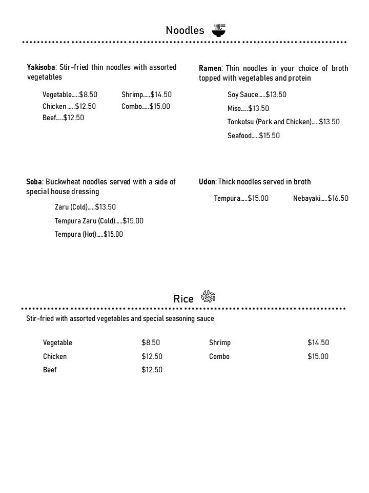 Lunch Menu — Shogun