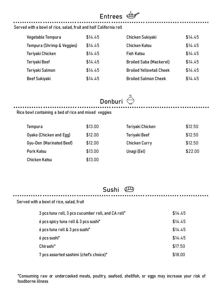 Lunch Menu — Shogun