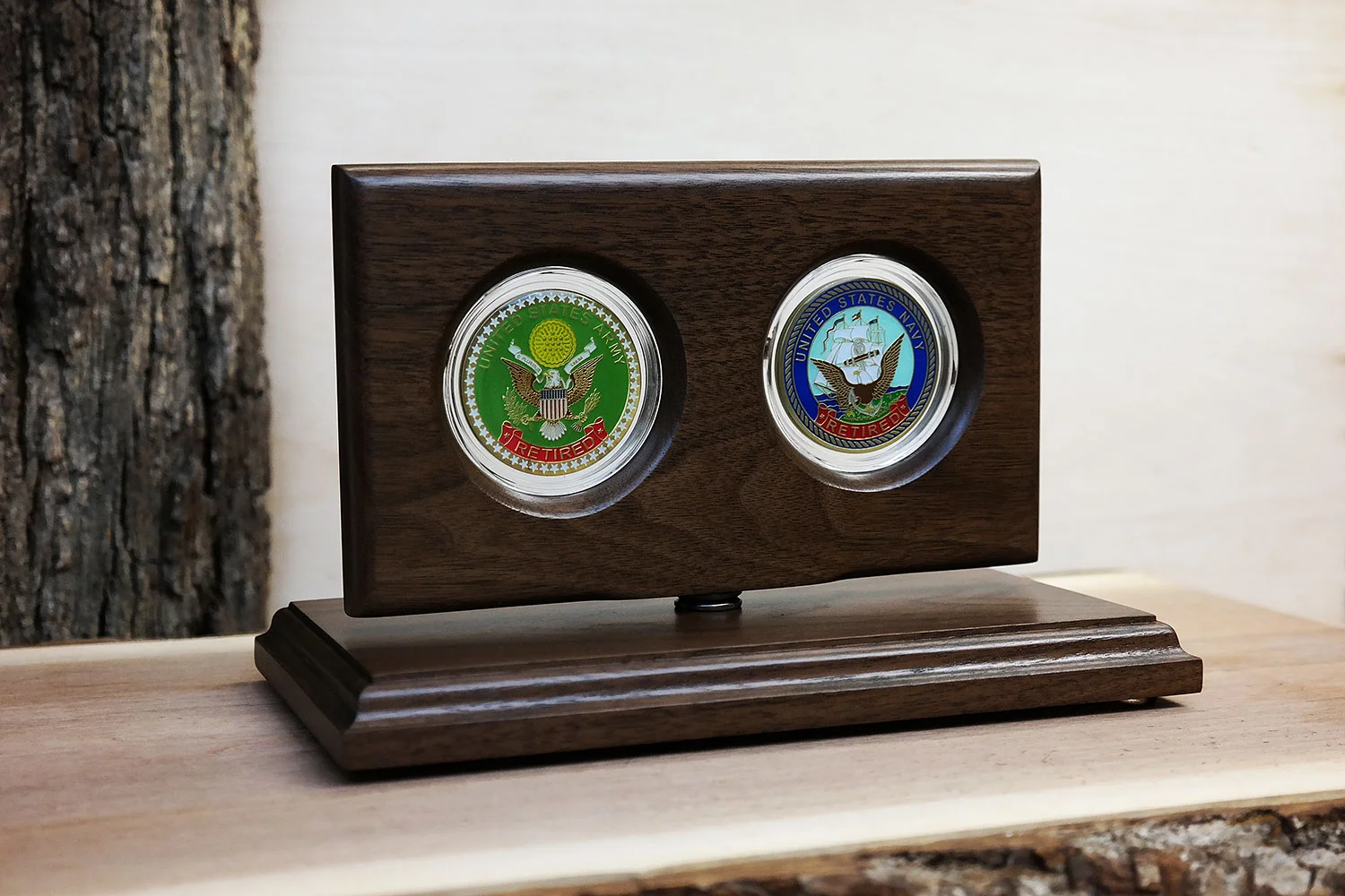 Rotating Challenge Coin Display | African Padauk — Challenge Coin ...