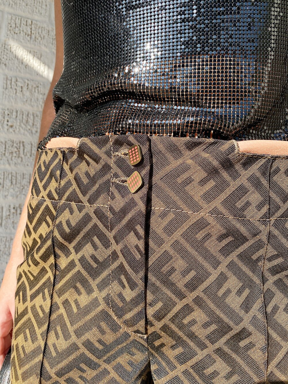 FENDI 00s Classic Zucca Wide Leg Cuffled Pants — Garment FENDI 00s Classic Zucca Wide Leg Cuffled Pants — Garment