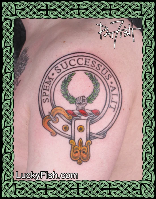 Clan Ross Crest Badge Tattoo — LuckyFish, Inc. and Tattoo Santa Barbara