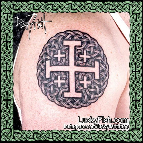 Celtic Jerusalem Cross Tattoo — LuckyFish, Inc. and Tattoo Santa Barbara