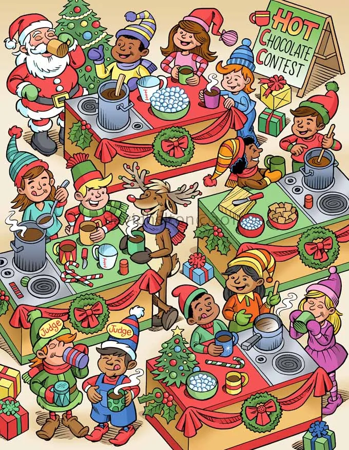 "Hot Chocolate for Christmas" hidden picture — David Helton Illustration