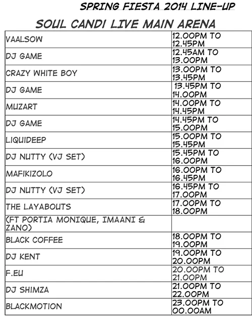 2014 Spring Fiesta Line Up — 2 Broke Twimbos