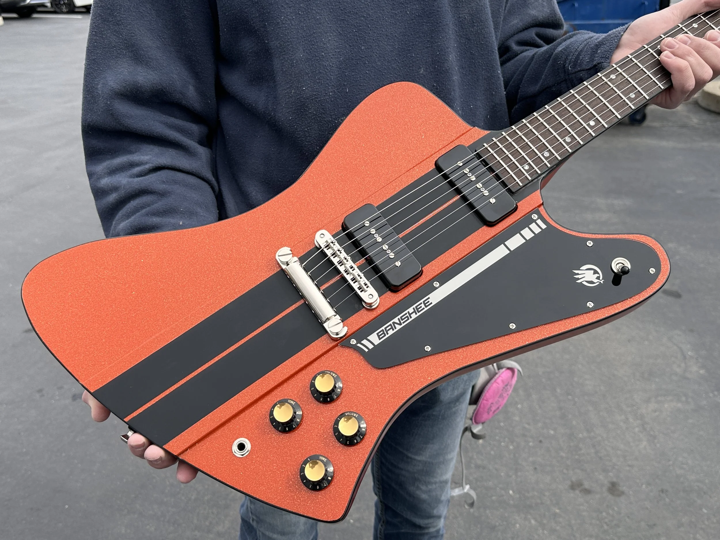 Banshee 617 Orange w/ Satin Black Stripes — Kauer Guitars