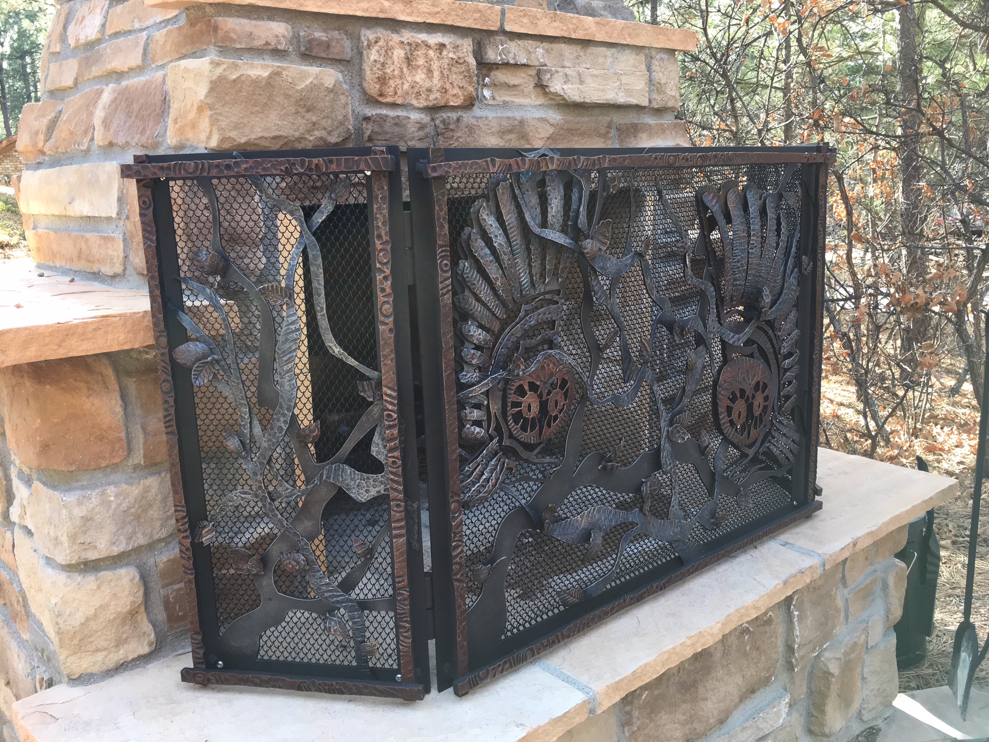 Bliss Studio Custom Metalwork — Owl Fireplace Screen