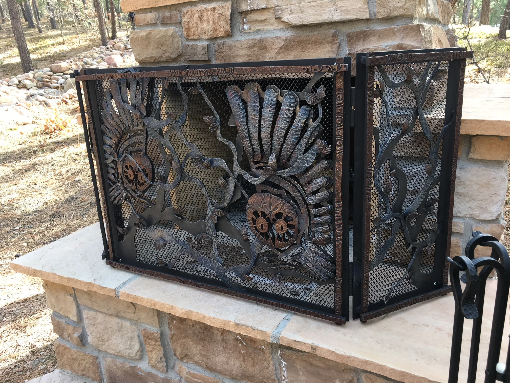 Bliss Studio Custom Metalwork — Owl Fireplace Screen