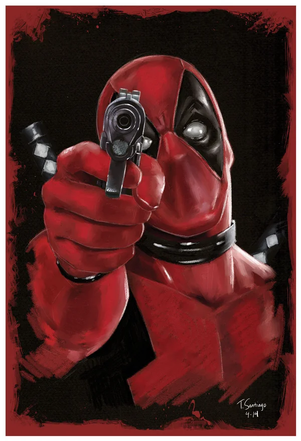 Deadpool w/Gun — Tony Santiago Art