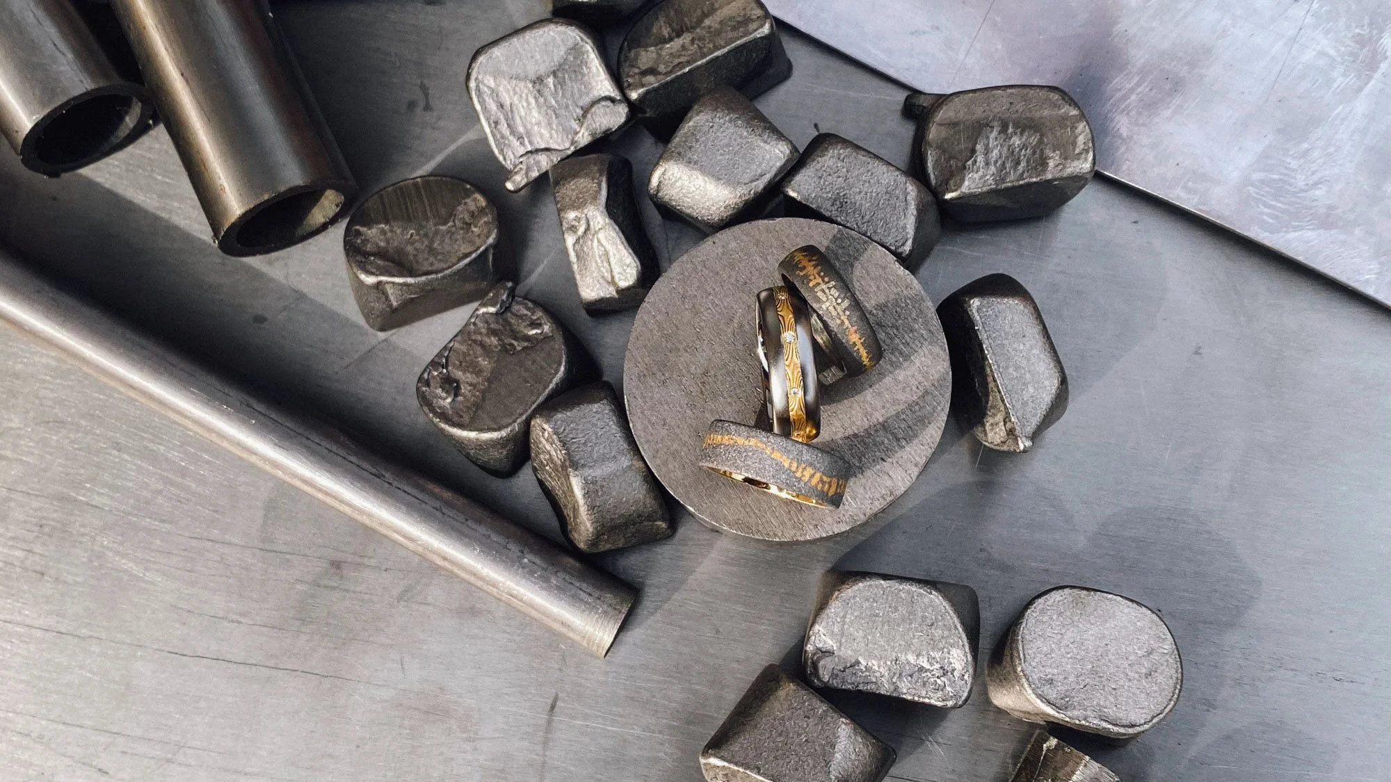 Domed Tantalum Ring with 14K White Gold Liner | MATTE LUSTER — Steven Jacob