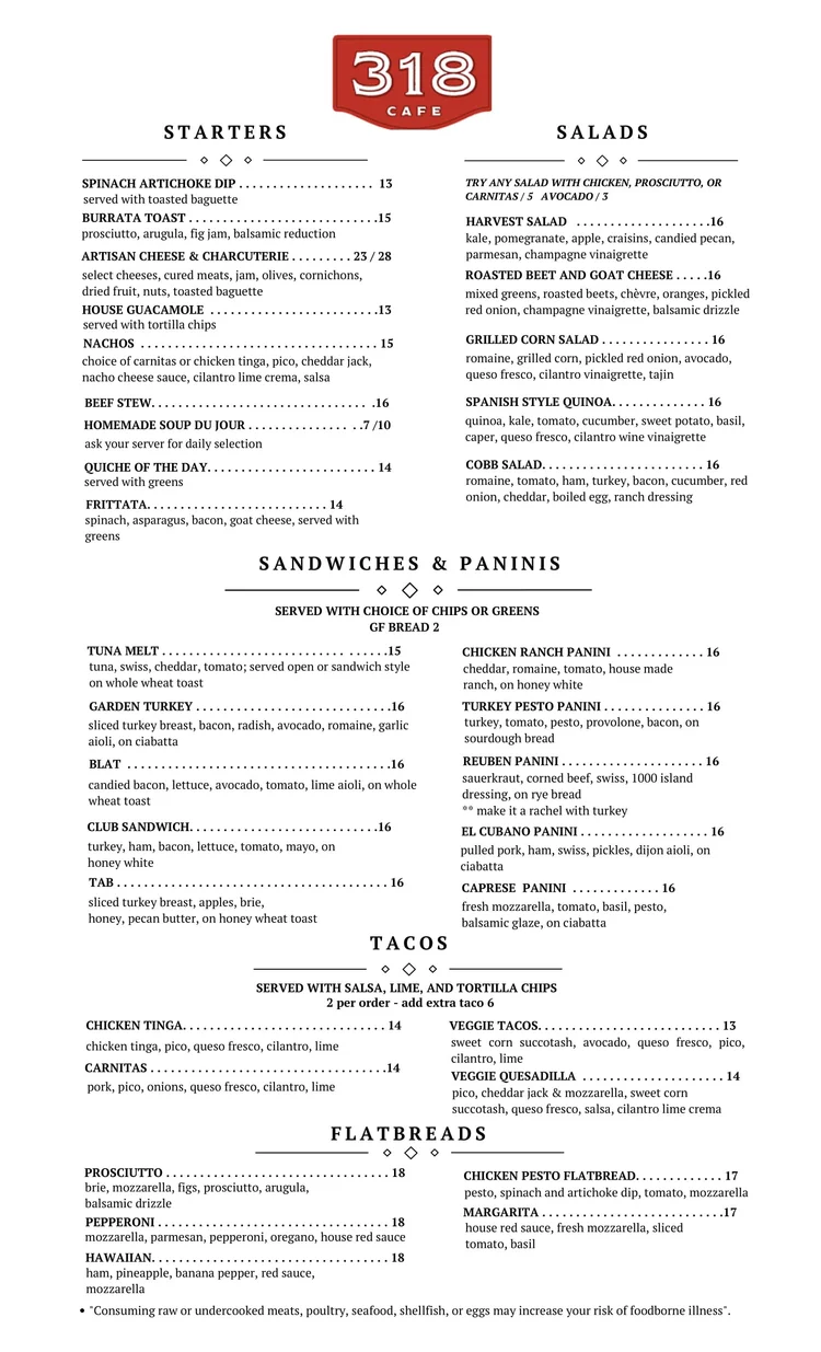 Lunch & Dinner — THREE EIGHTEEN