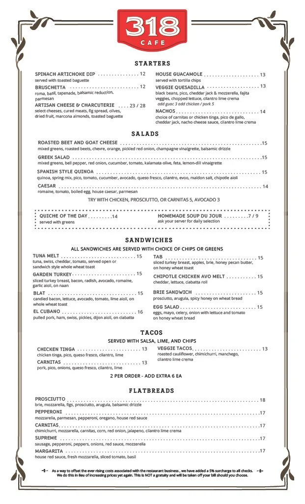 Lunch & Dinner — THREE EIGHTEEN