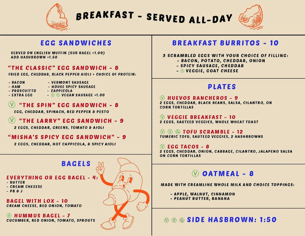 FOOD MENU — Washington Street Coffee House