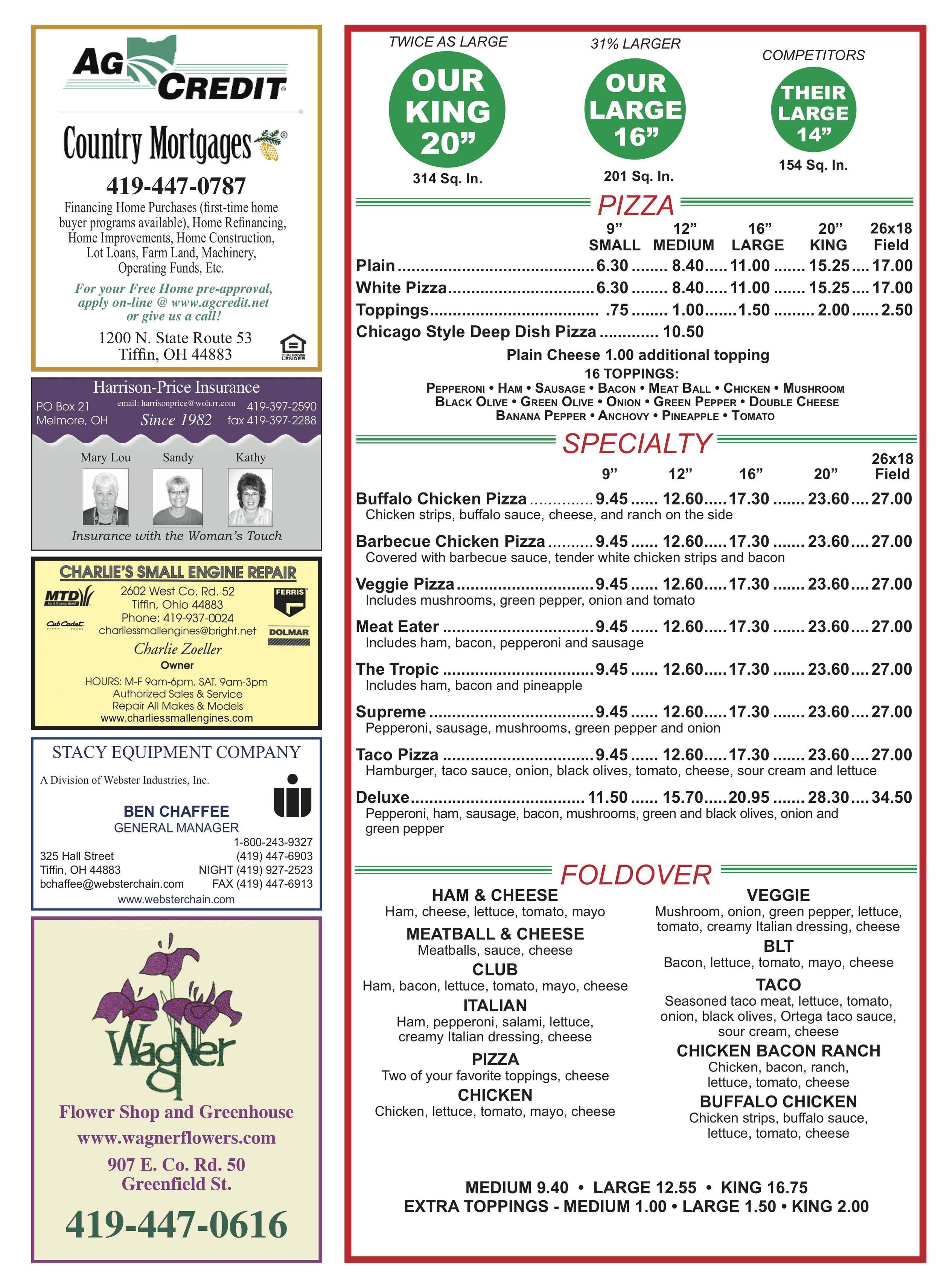Menu — Fort Ball Pizza Palace