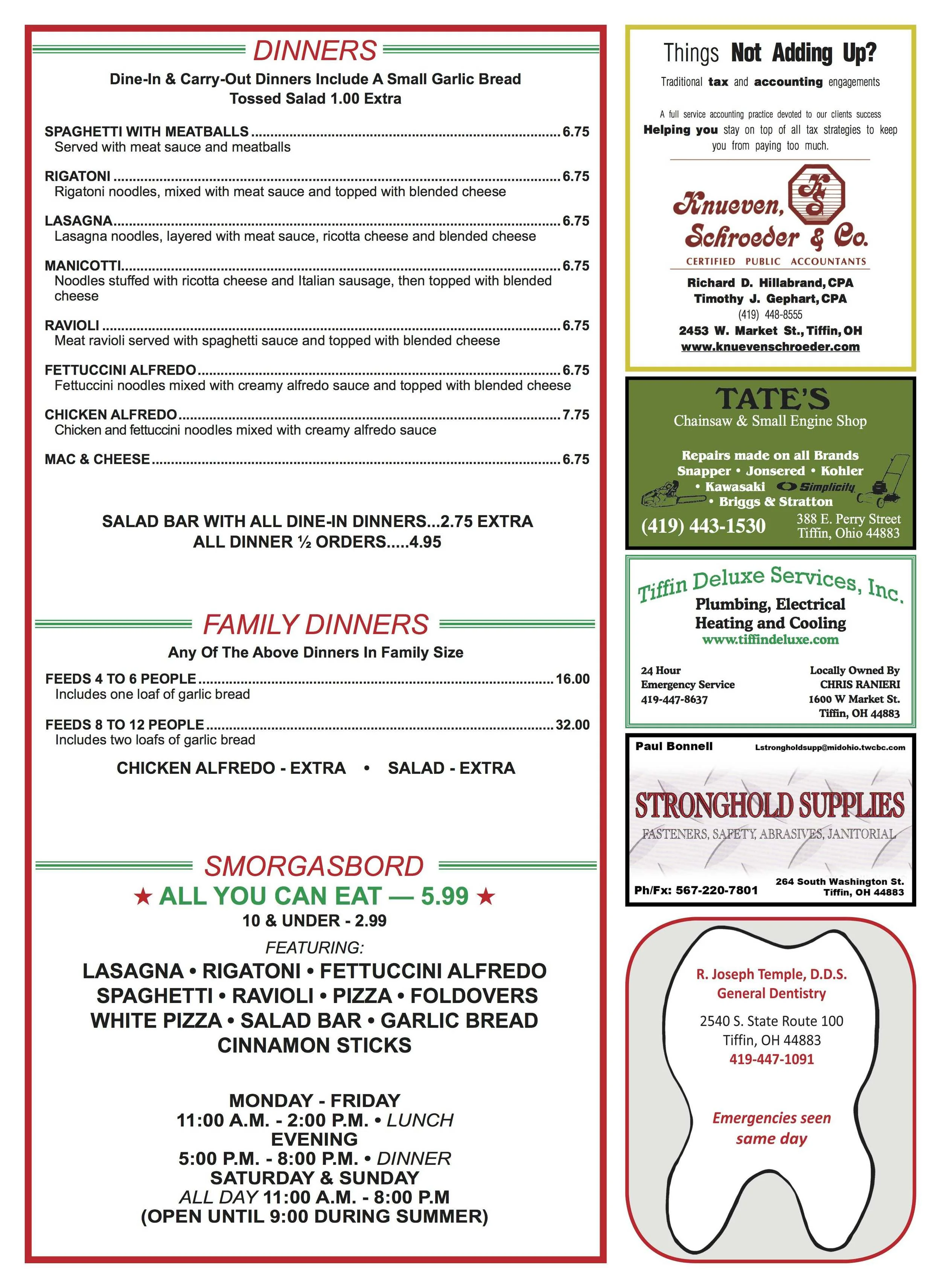 Menu — Fort Ball Pizza Palace