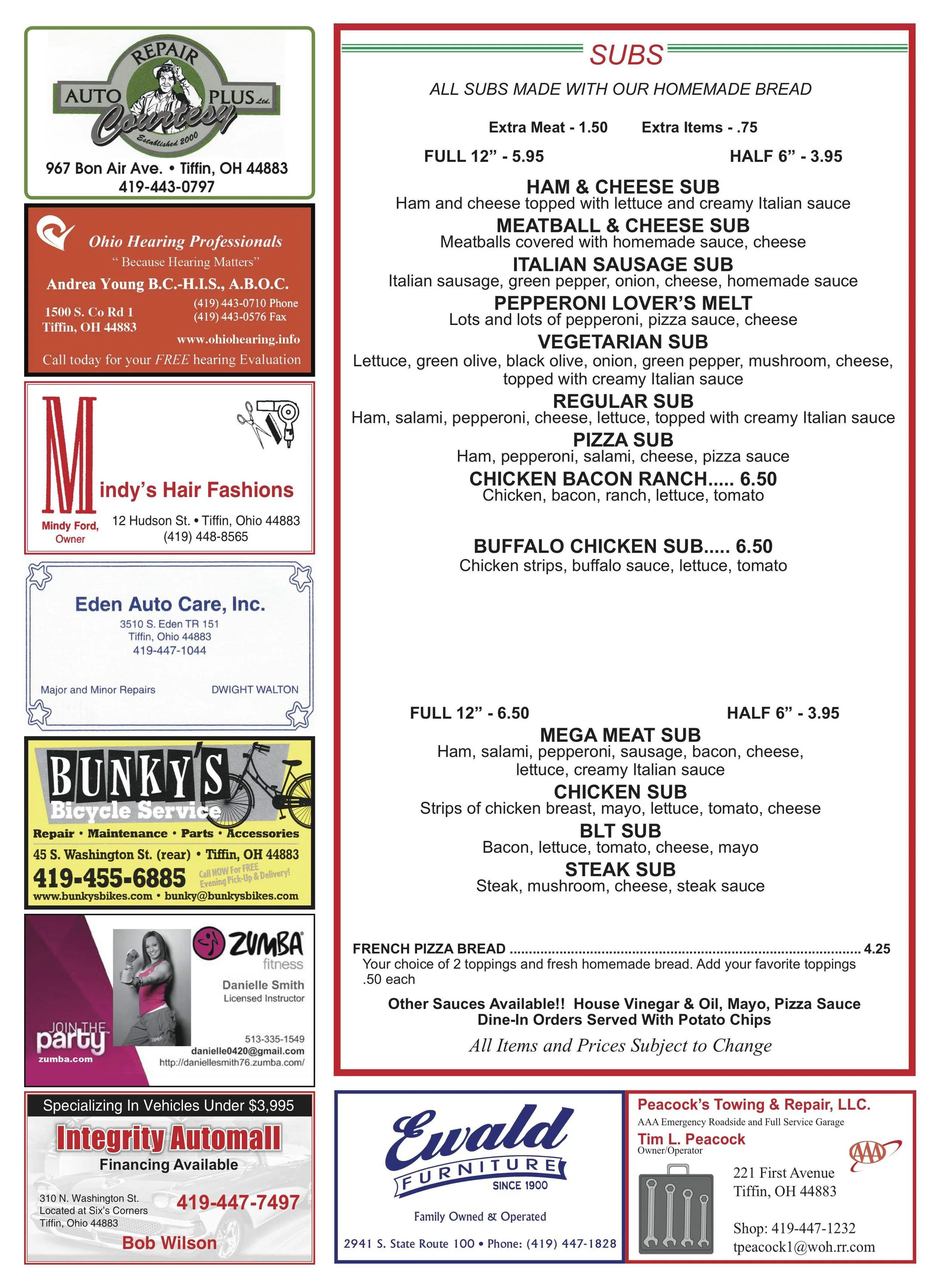 Menu — Fort Ball Pizza Palace