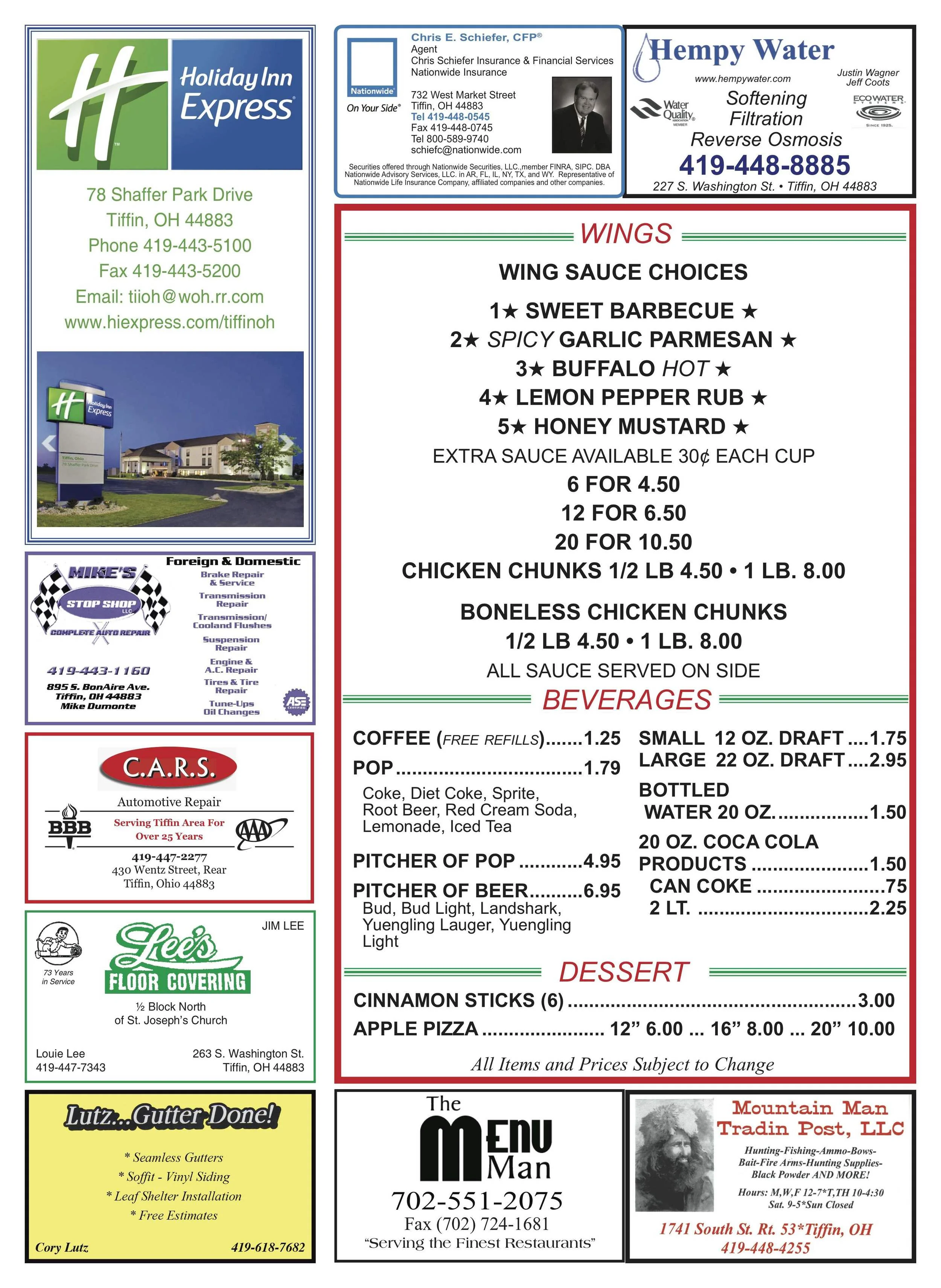 Menu — Fort Ball Pizza Palace
