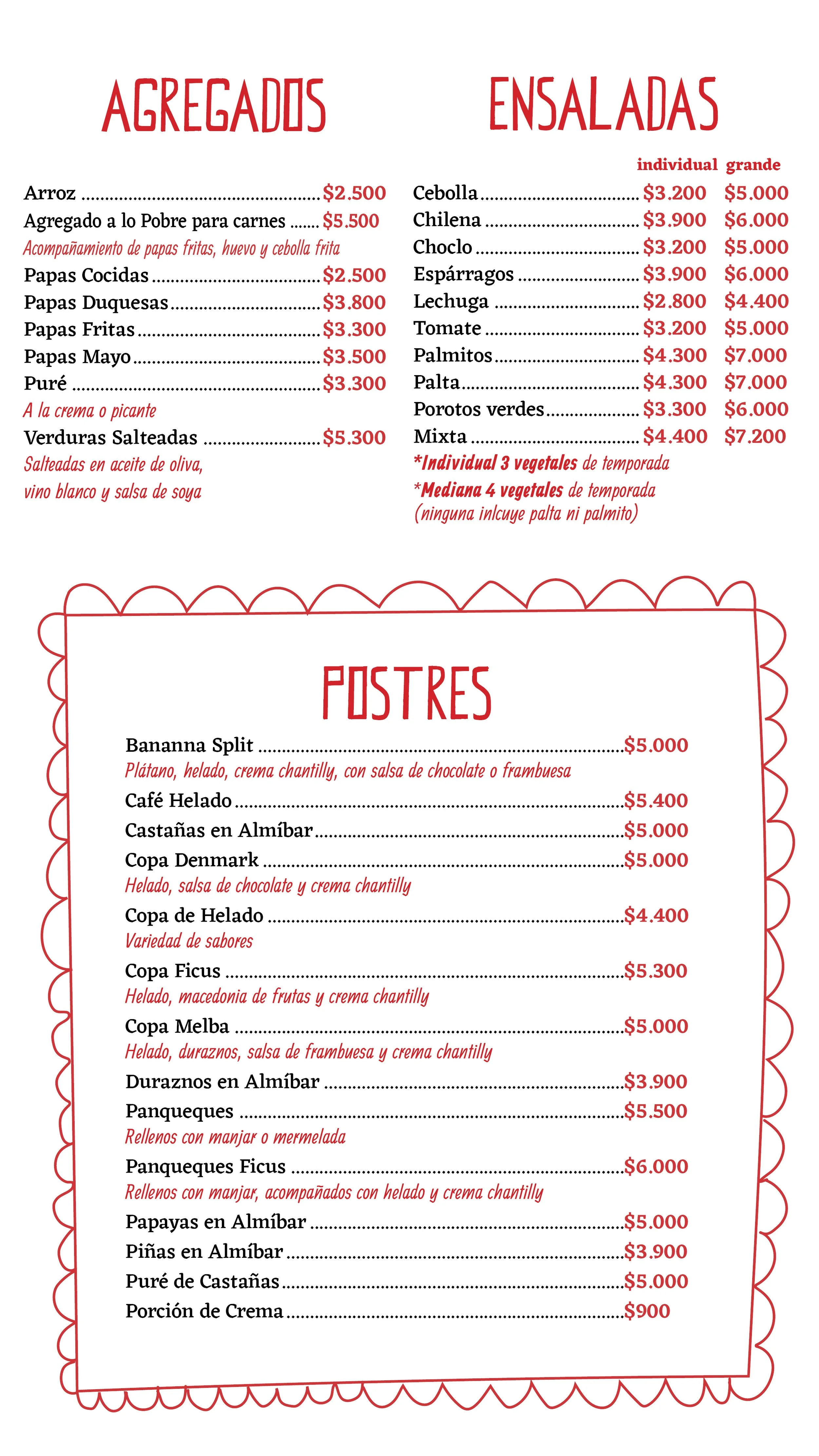 Menú Restaurante — Ficus Restaurante