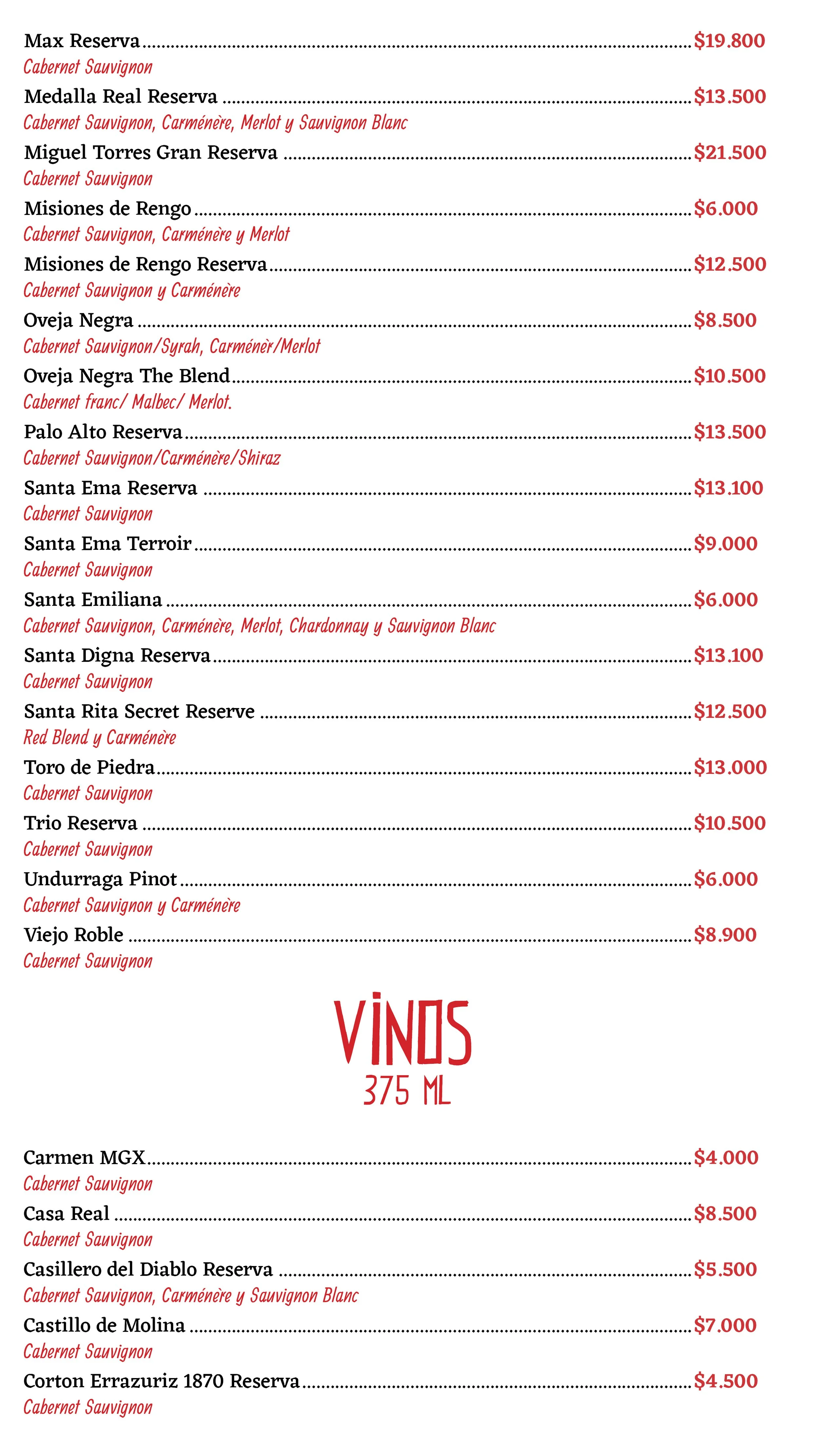 Menú Restaurante — Ficus Restaurante