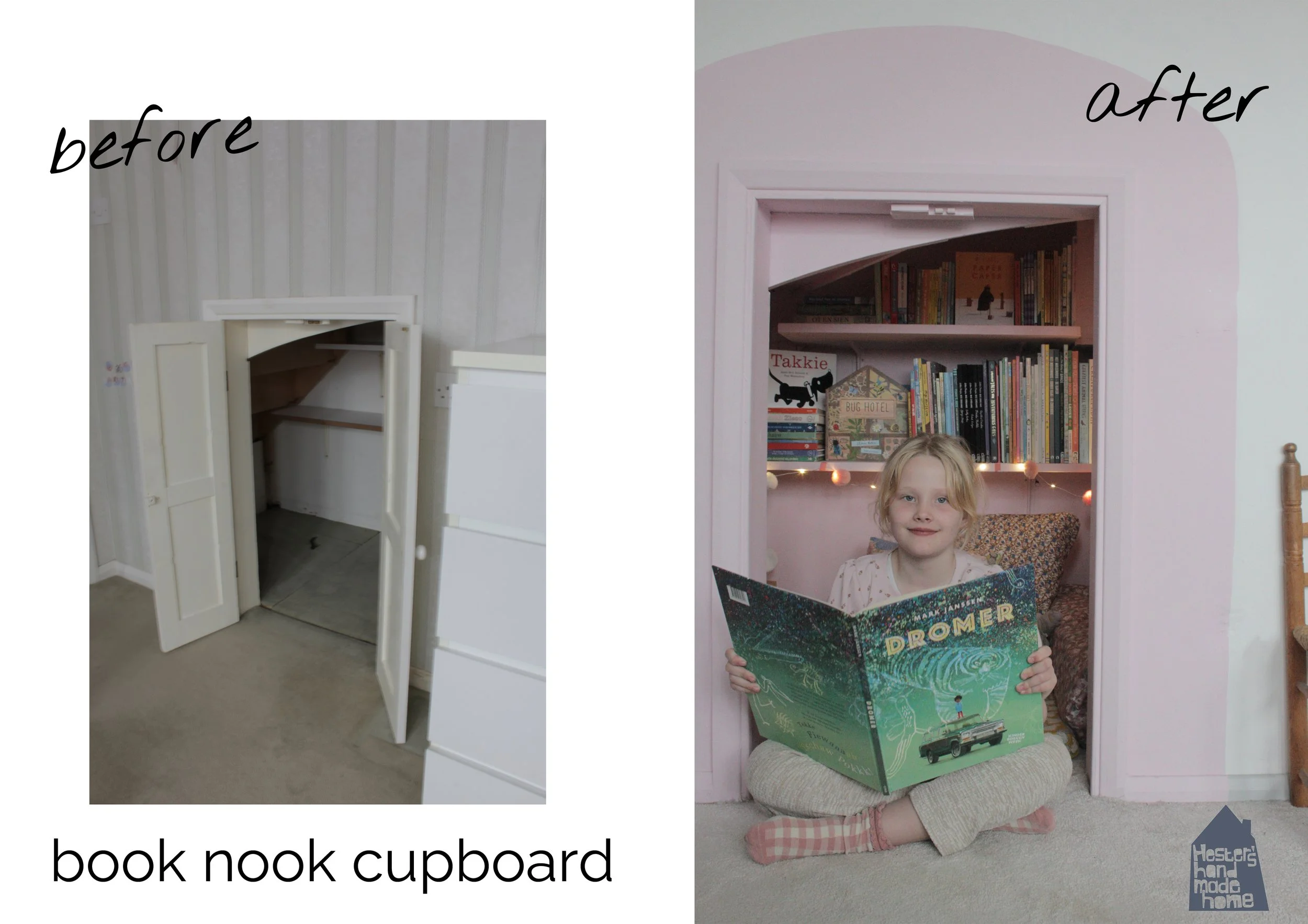 Under stairs cupboard to book nook! — Hester's Handmade Home