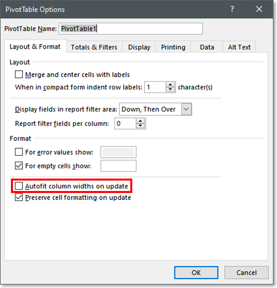 Turn Off AutoFit Columns On All Pivot Tables Turn Off AutoFit Columns On All Pivot Tables