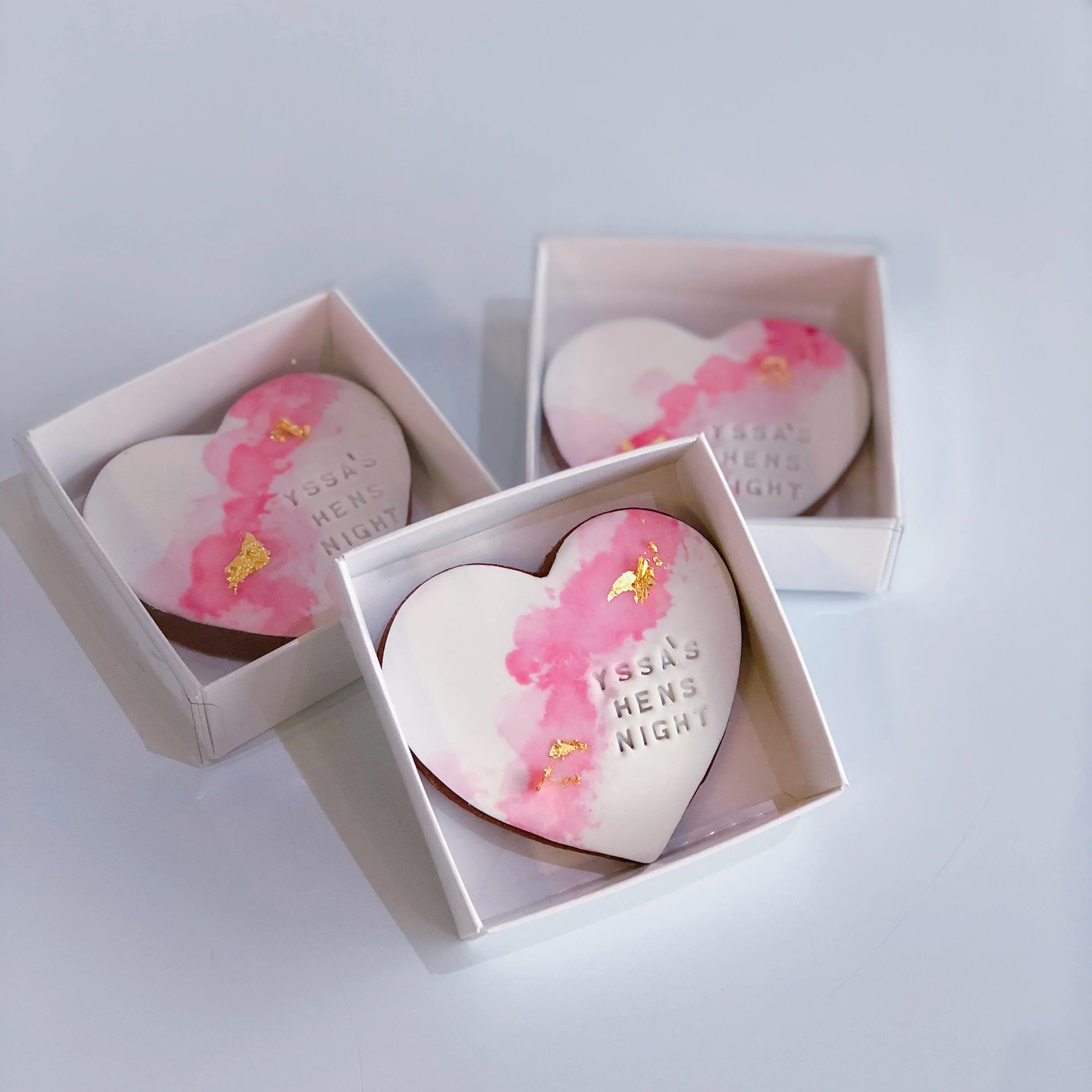 Heart Watercolour Hens Night Heart Cookies — Burnt Butter Cakes