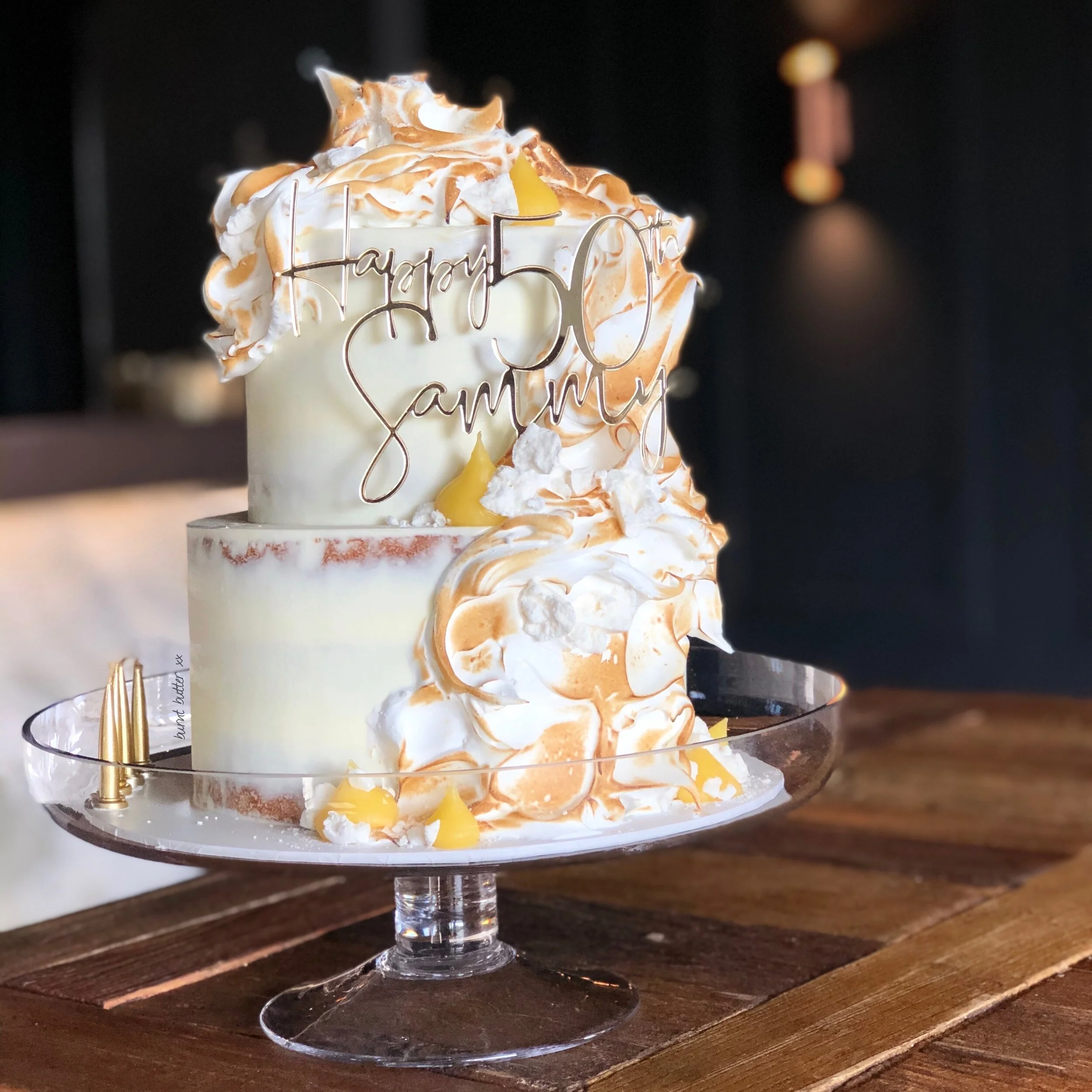 Two Tier Lemon Meringue Cake — Burnt Butter Cakes
