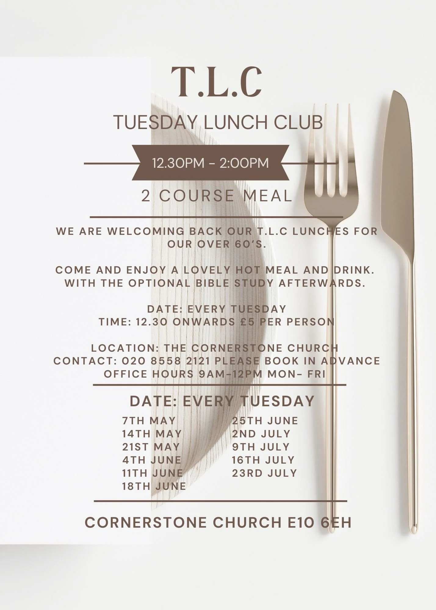 T.L.C Tuesday Lunch Club | Cornerstone Church (@CornerstoneE10)