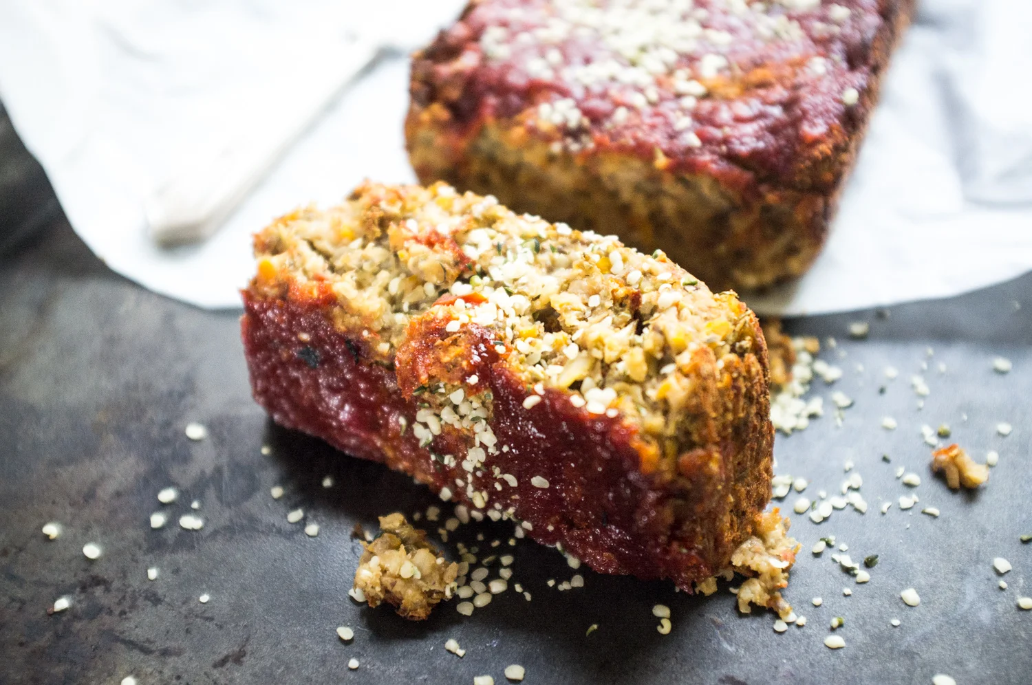 Veggie Bean Loaf with hemp hearts — love thy carrot