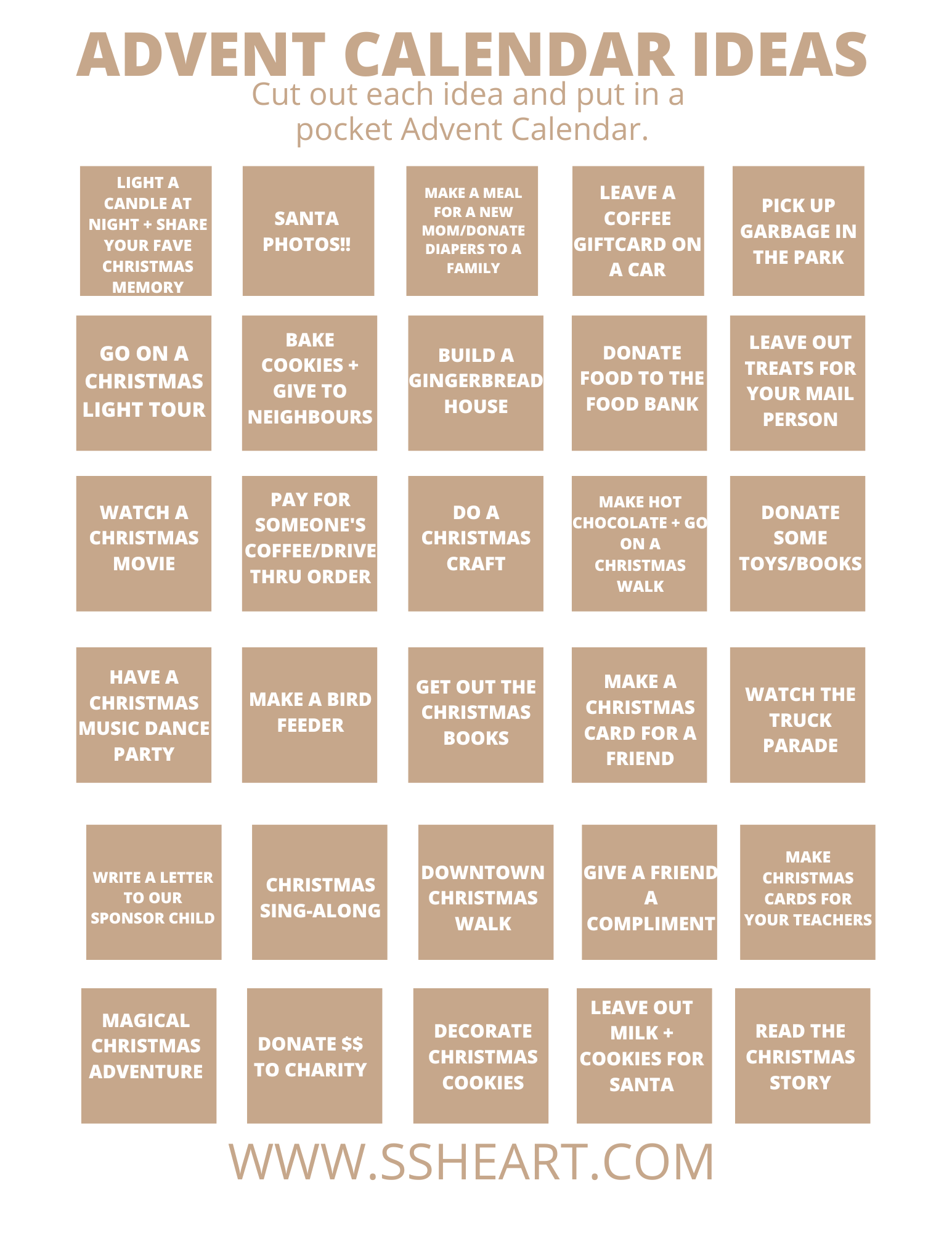 ADVENT CALENDAR IDEAS — LAURA LIIRA