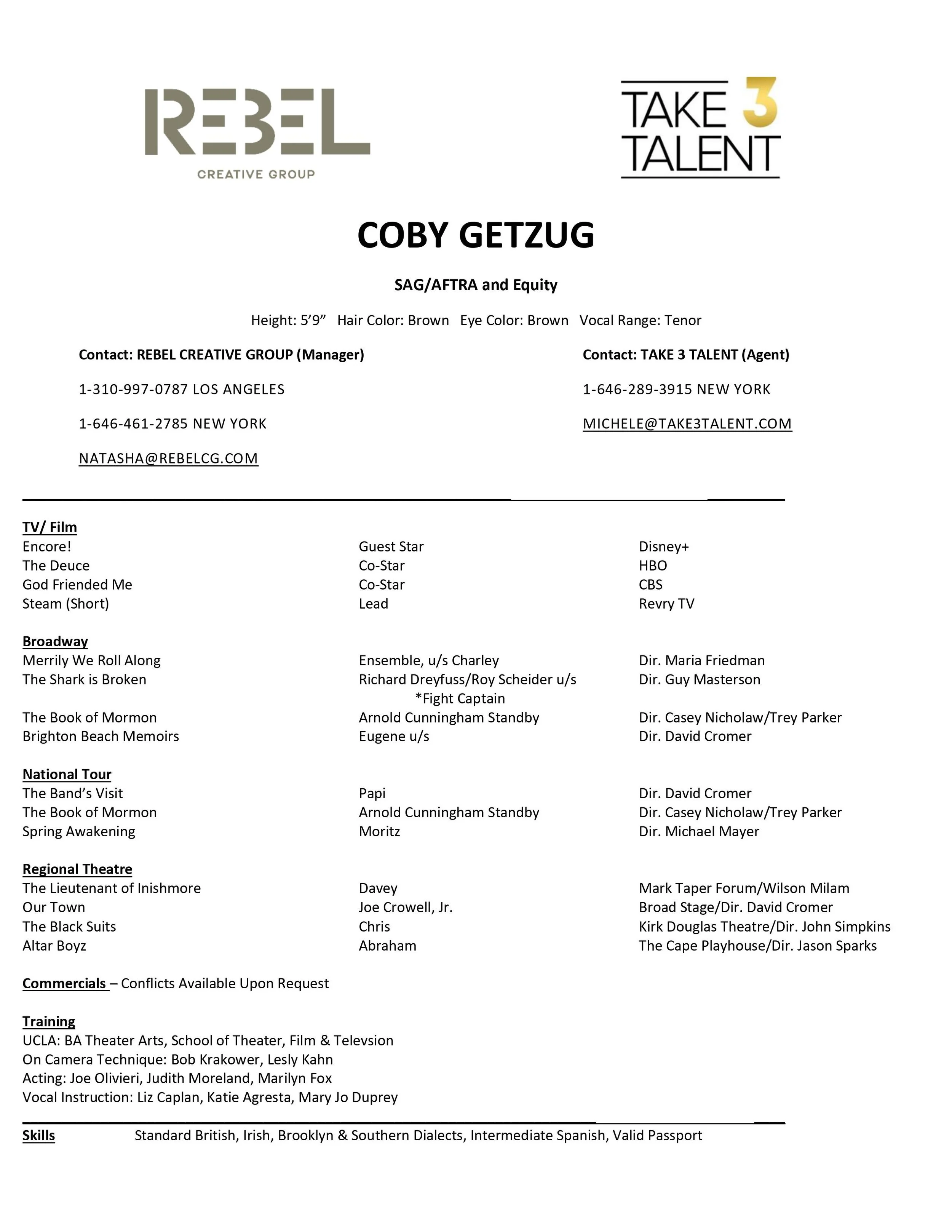 Resumé — Coby Getzug
