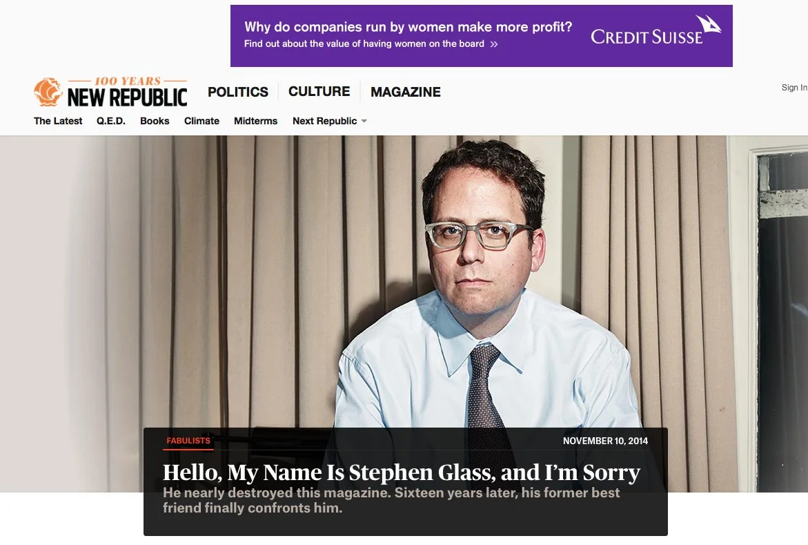 Stephen Glass confesses in The New Republic: Sin, penance and a search ...