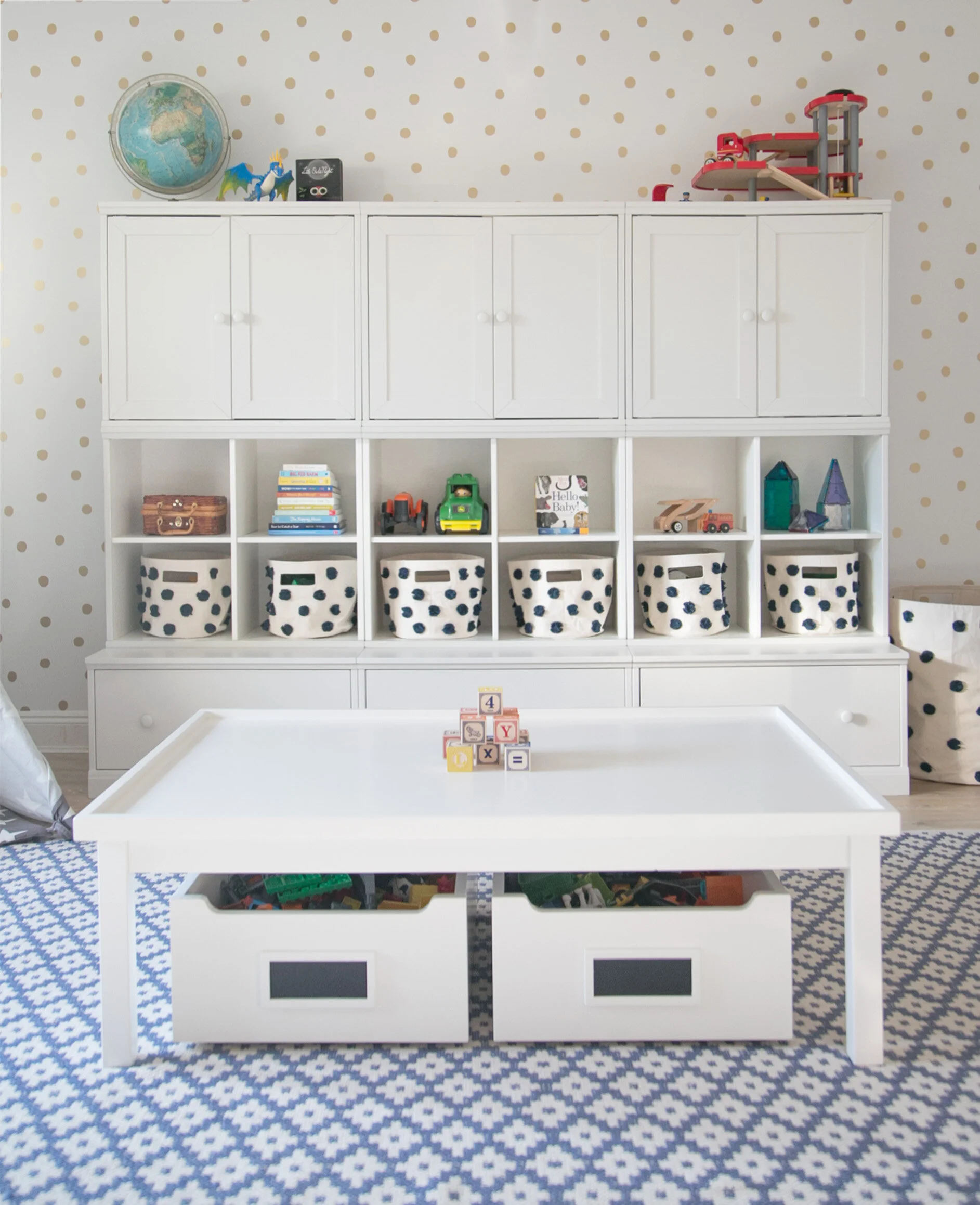 Pottery barn playroom storage top