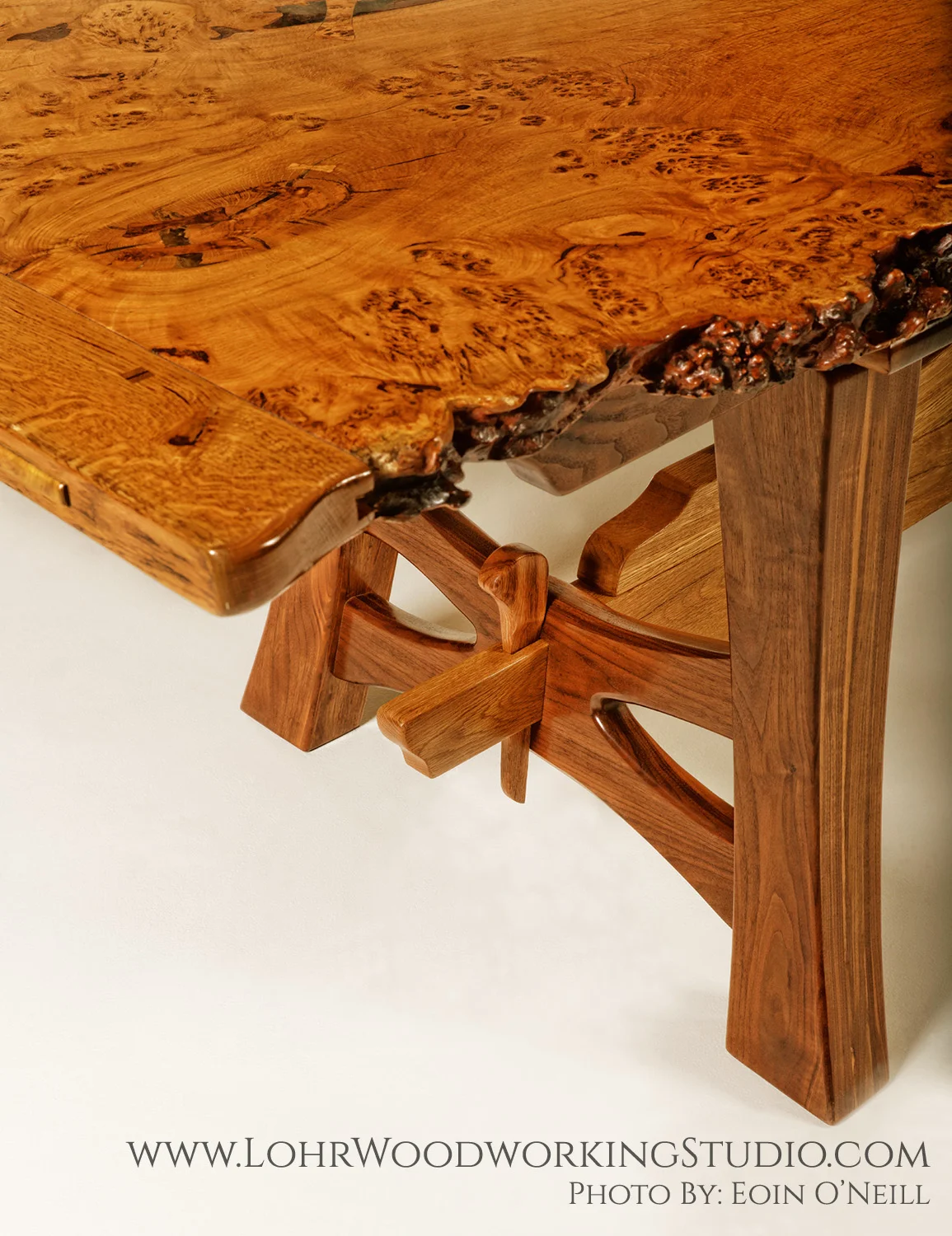 Resurrection Brown Oak Burl Table — Lohr Woodworking Studio